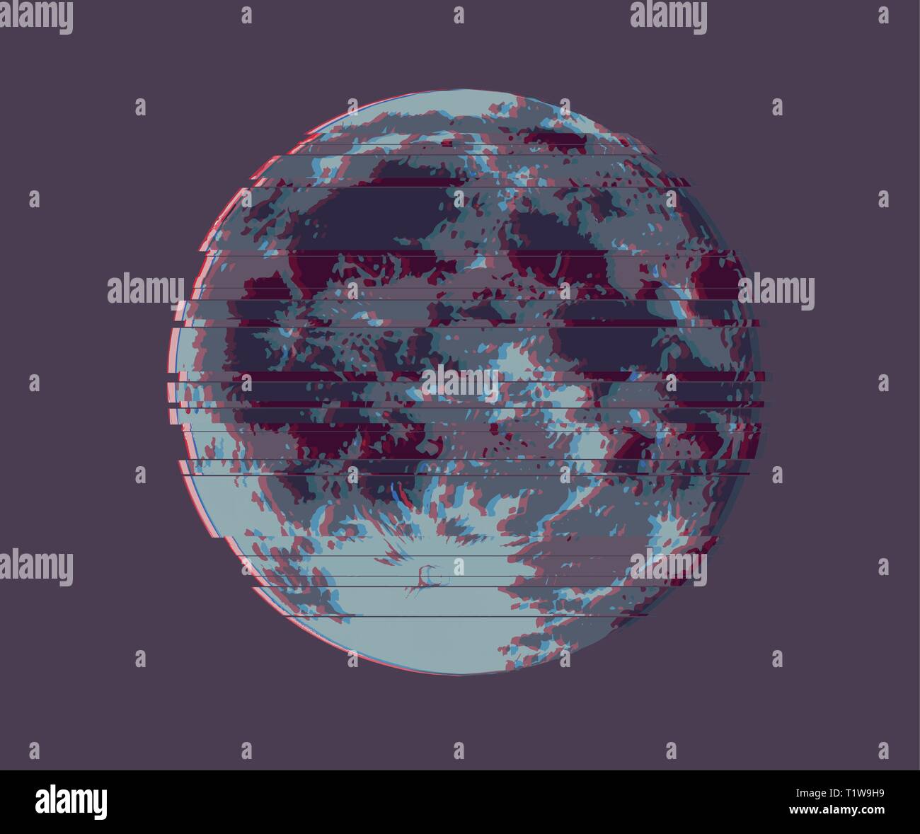 Full Moon, Vector illustration of Dark Moon with Glitch distortion ...