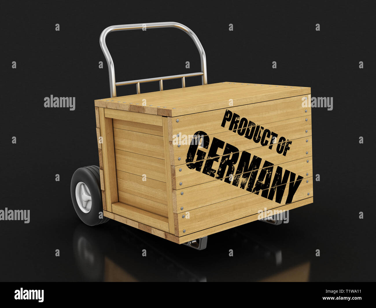 Wooden crate with Product of Germany on Hand Truck. Image with clipping ...