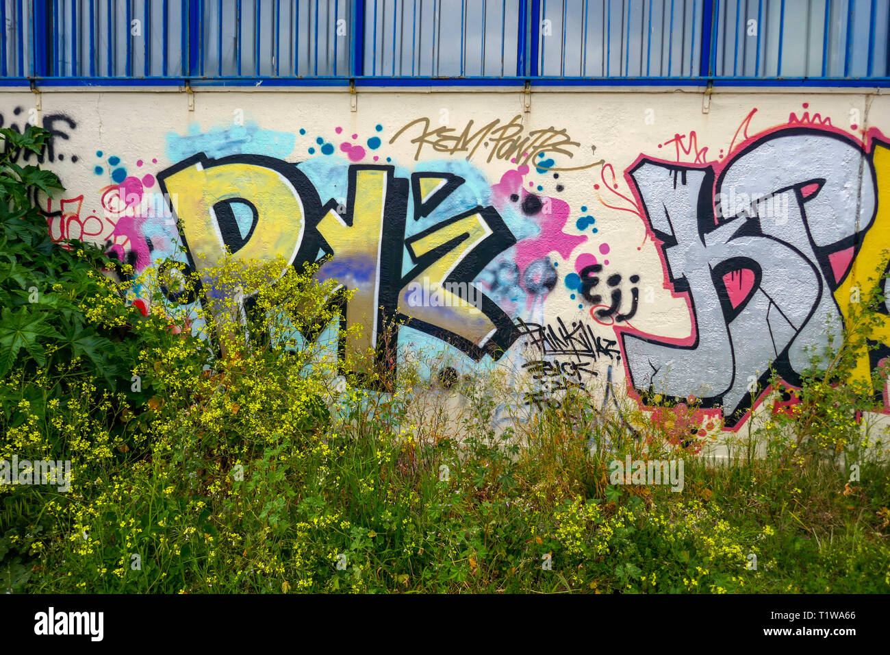 Graffiti near the Waterfront and derelict buildings, Kalamata ...