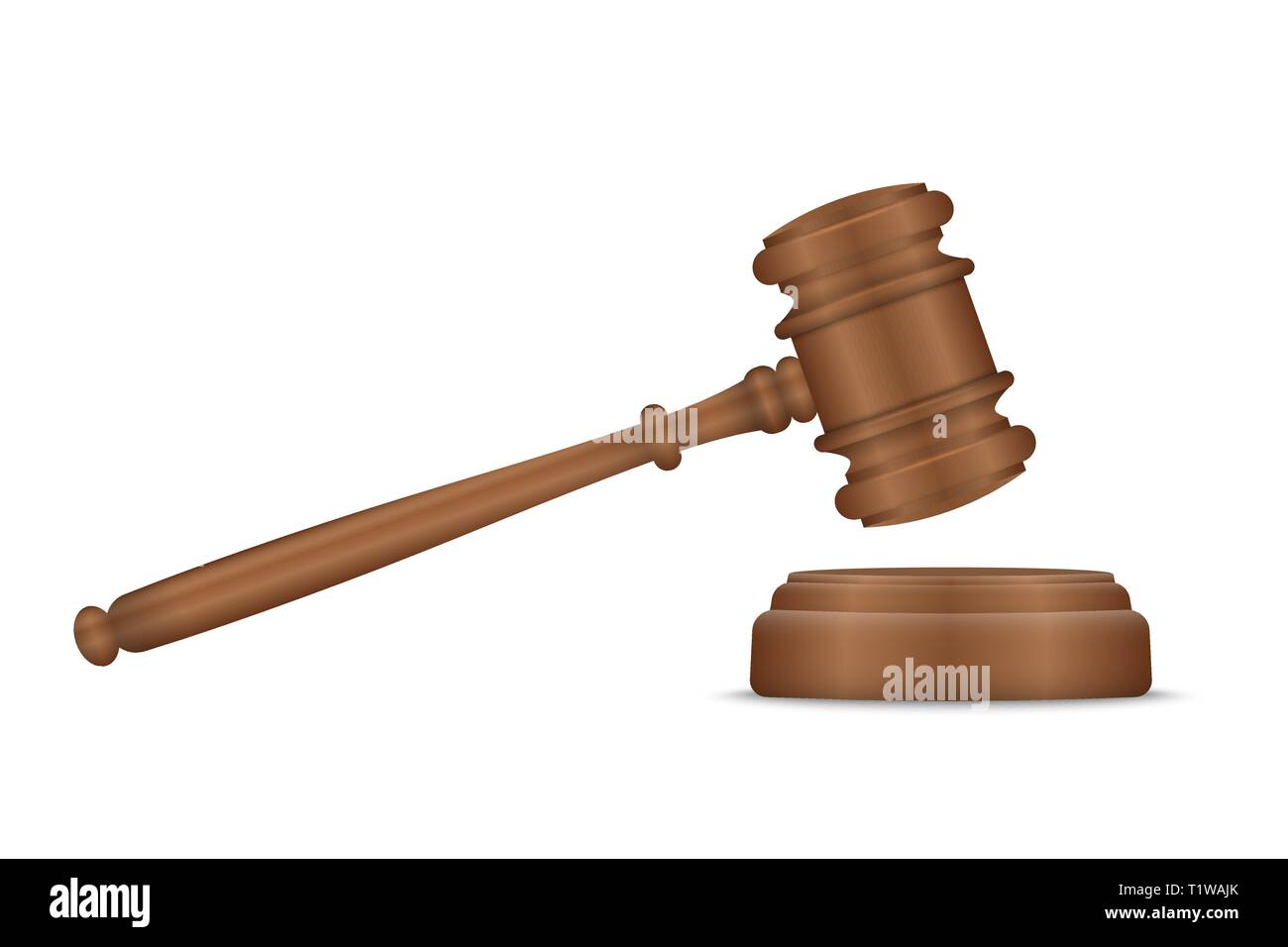 Realistic wooden judge gavel and soundboard, vector illustration Stock ...