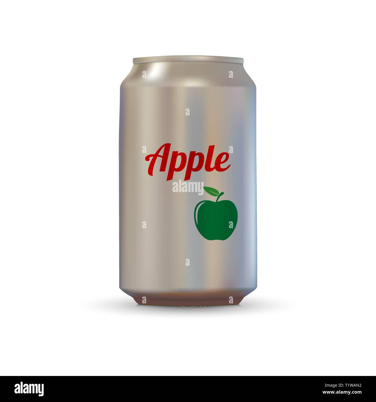 Apple Drink aluminium can isolated on white background Stock Vector ...