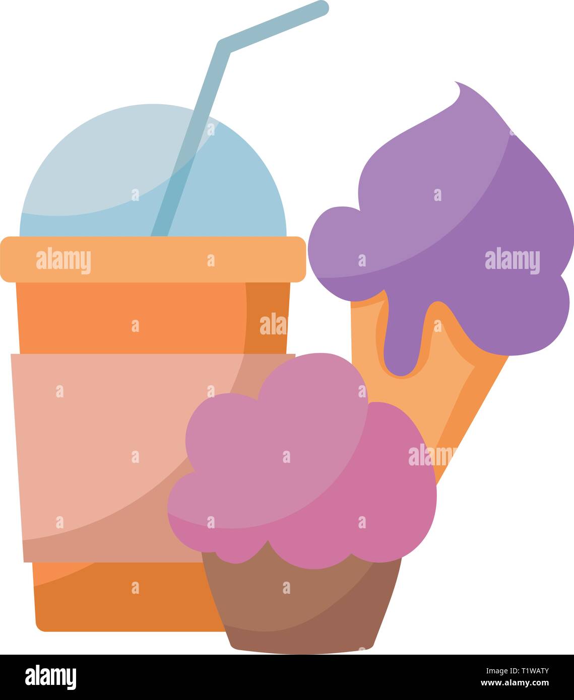 milkshake with ice cream and cupcake vector illustration design Stock Vector Image & Art - Alamy