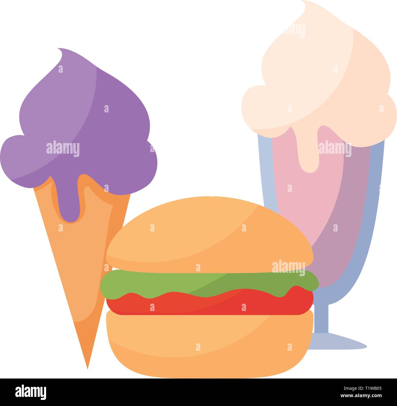 hamburger with ice creams isolated icon vector illustration design ...