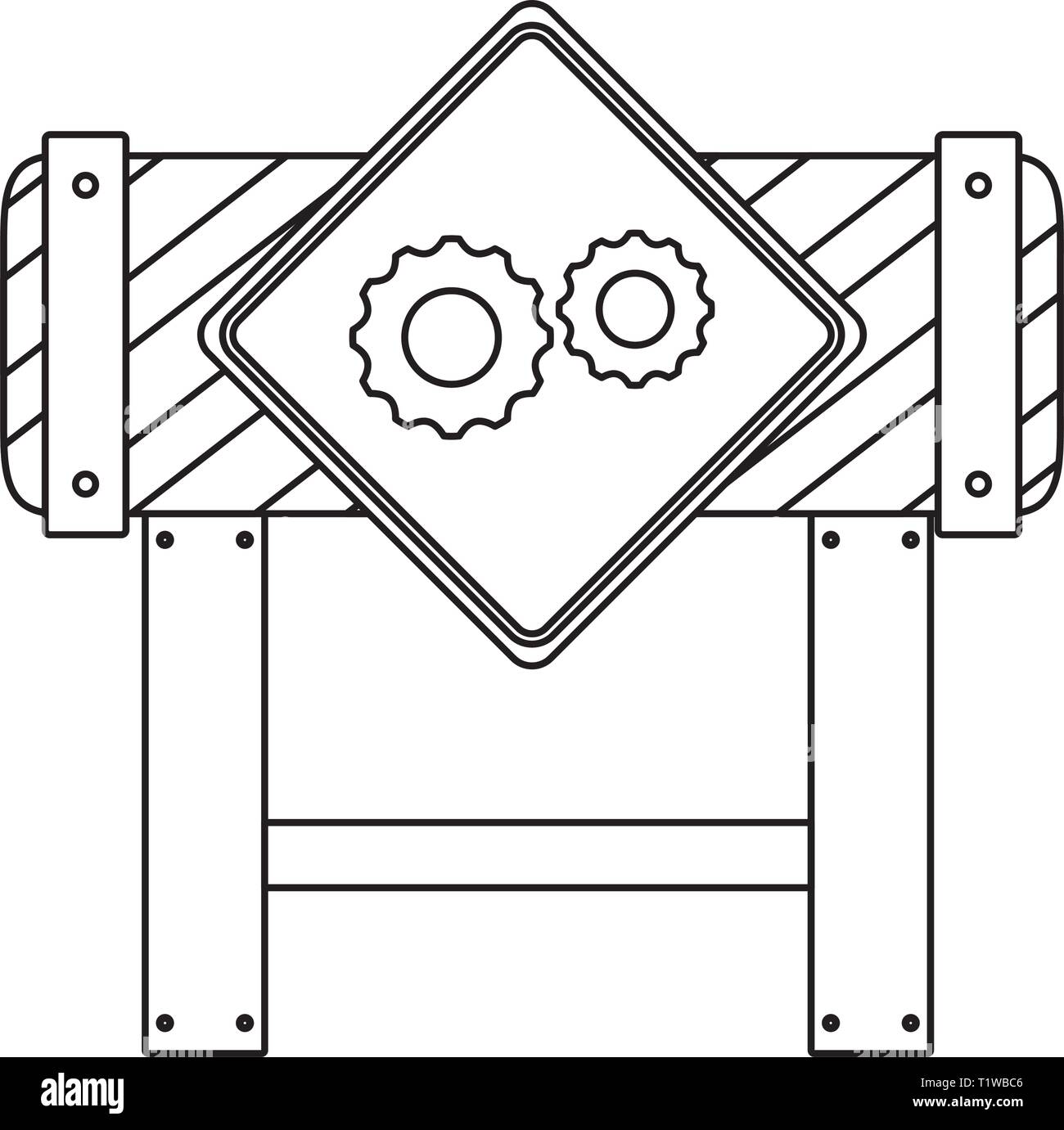 barricade signaling with gears vector illustration design Stock Vector ...