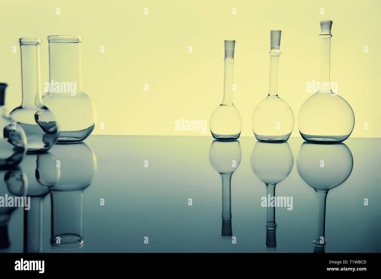 beacons in the backlight, reflection, yellow background Stock Photo - Alamy