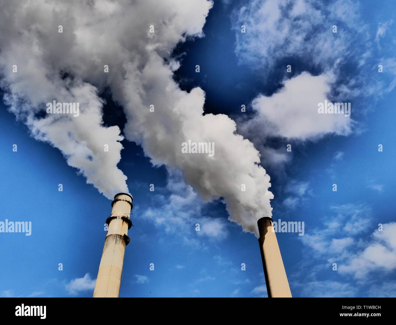 Aerial view chimneys power hi-res stock photography and images - Alamy