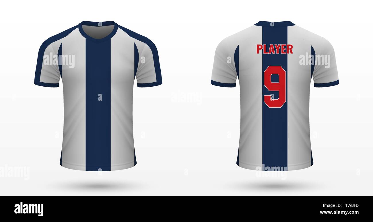Realistic soccer shirt WBA, jersey template for football kit. Vector ...