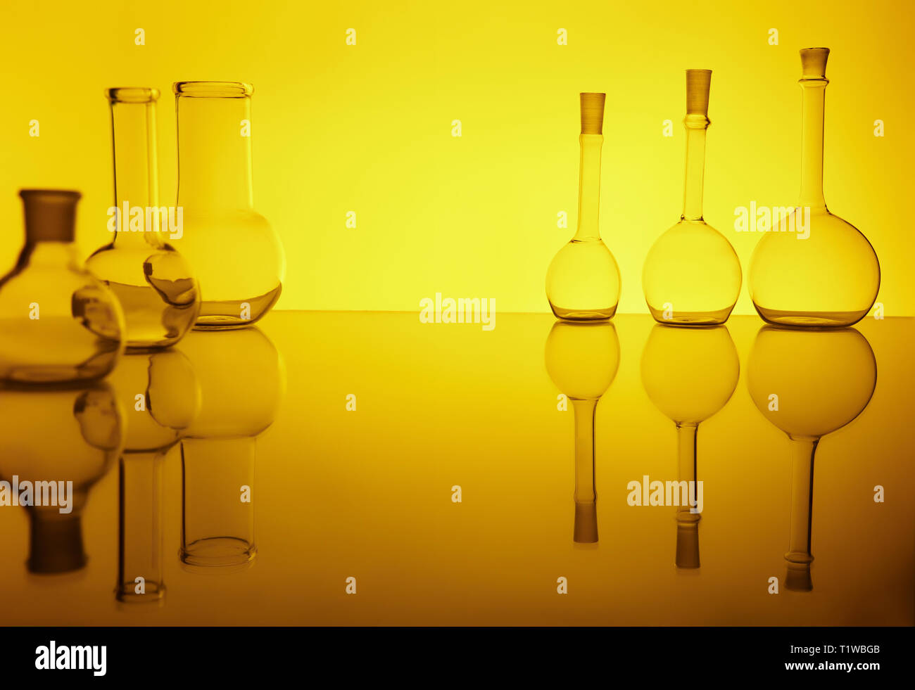 beacons in the backlight, reflection, yellow background Stock Photo - Alamy