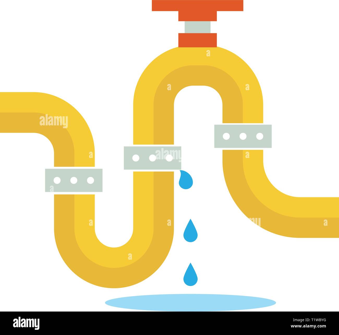 Pipeline repair leakage emergency water leak vector illustration Stock ...