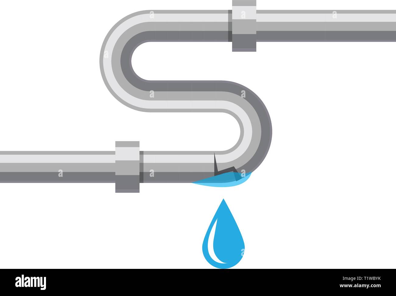 Pipeline repair leakage emergency water leak vector illustration Stock ...
