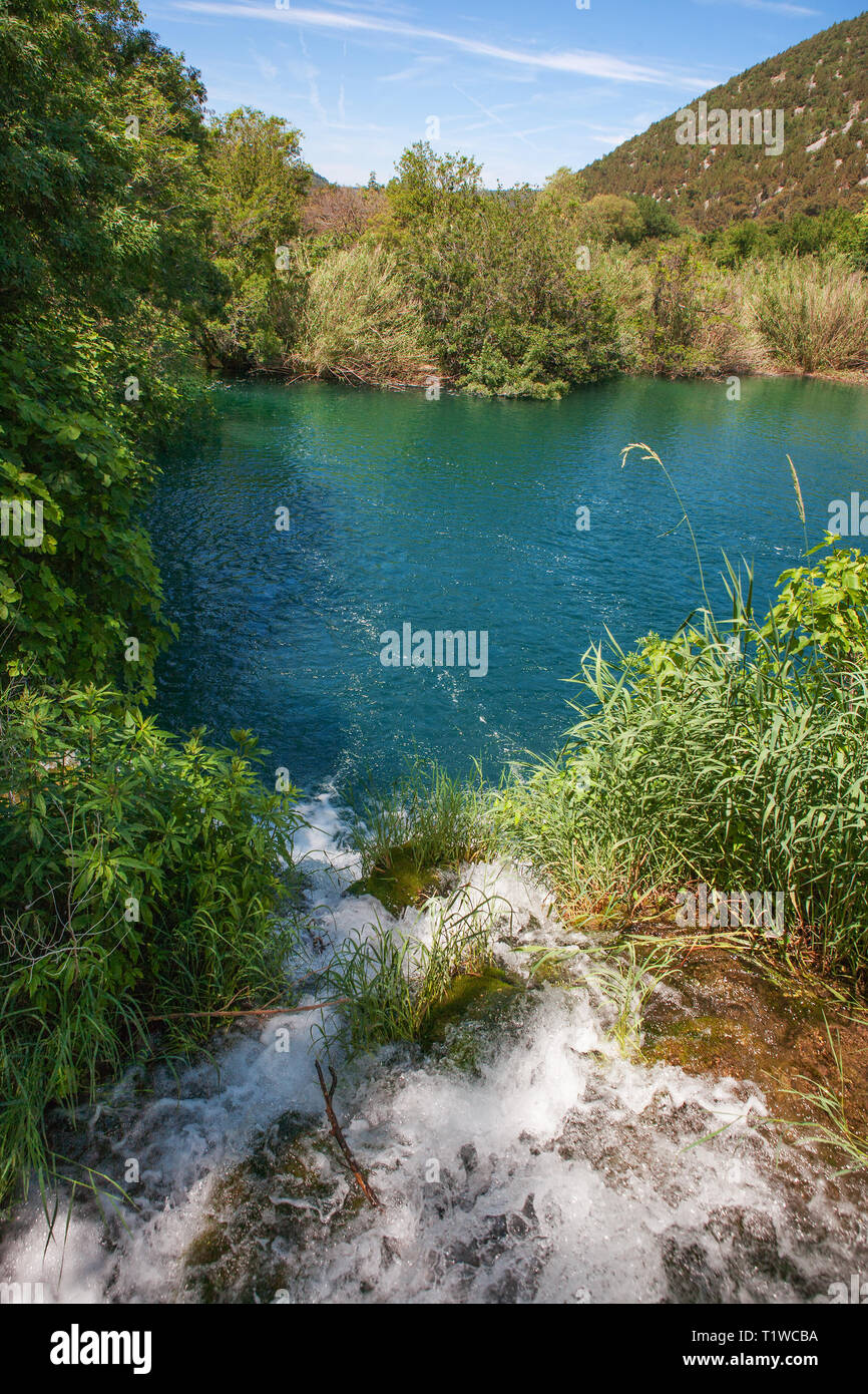 One of the pools on the middle reaches of Skradinski buk, a waterfall ...