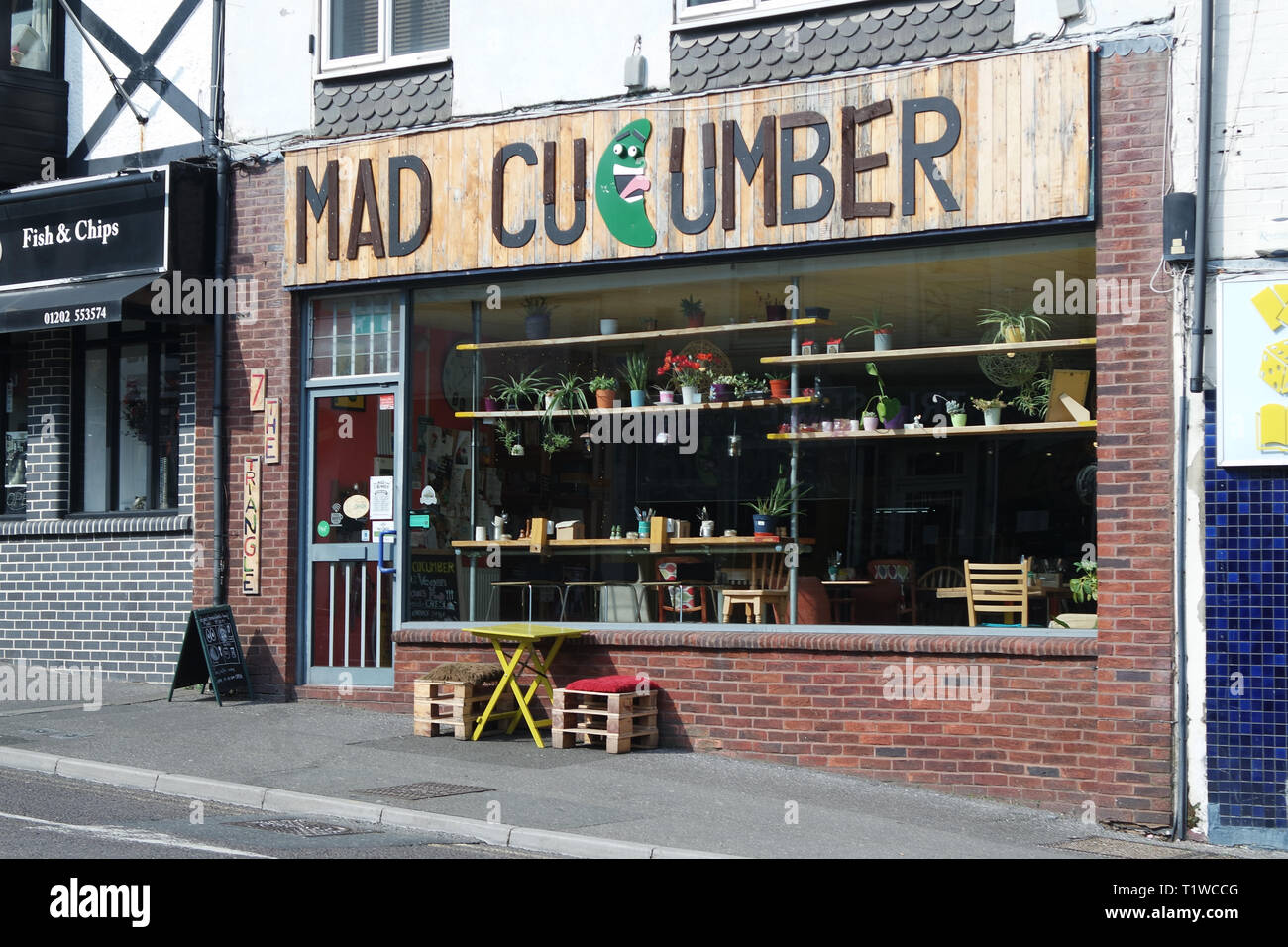 The Mad Cucumber vegan restaurant in the Bournemouth Triangle Stock ...