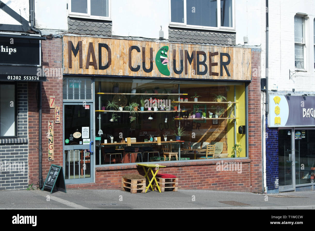 The Mad Cucumber vegan restaurant in the Bournemouth Triangle Stock ...