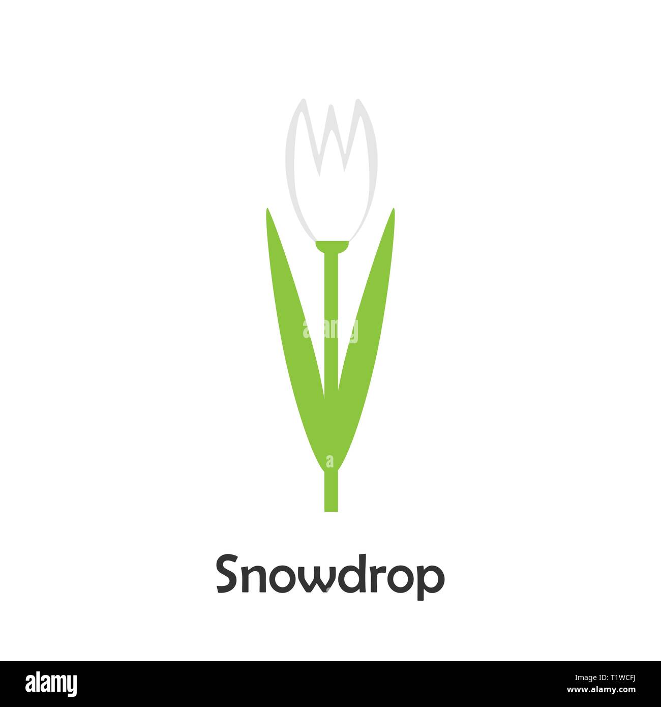 Snowdrop in cartoon style, spring card for kid, preschool activity for ...