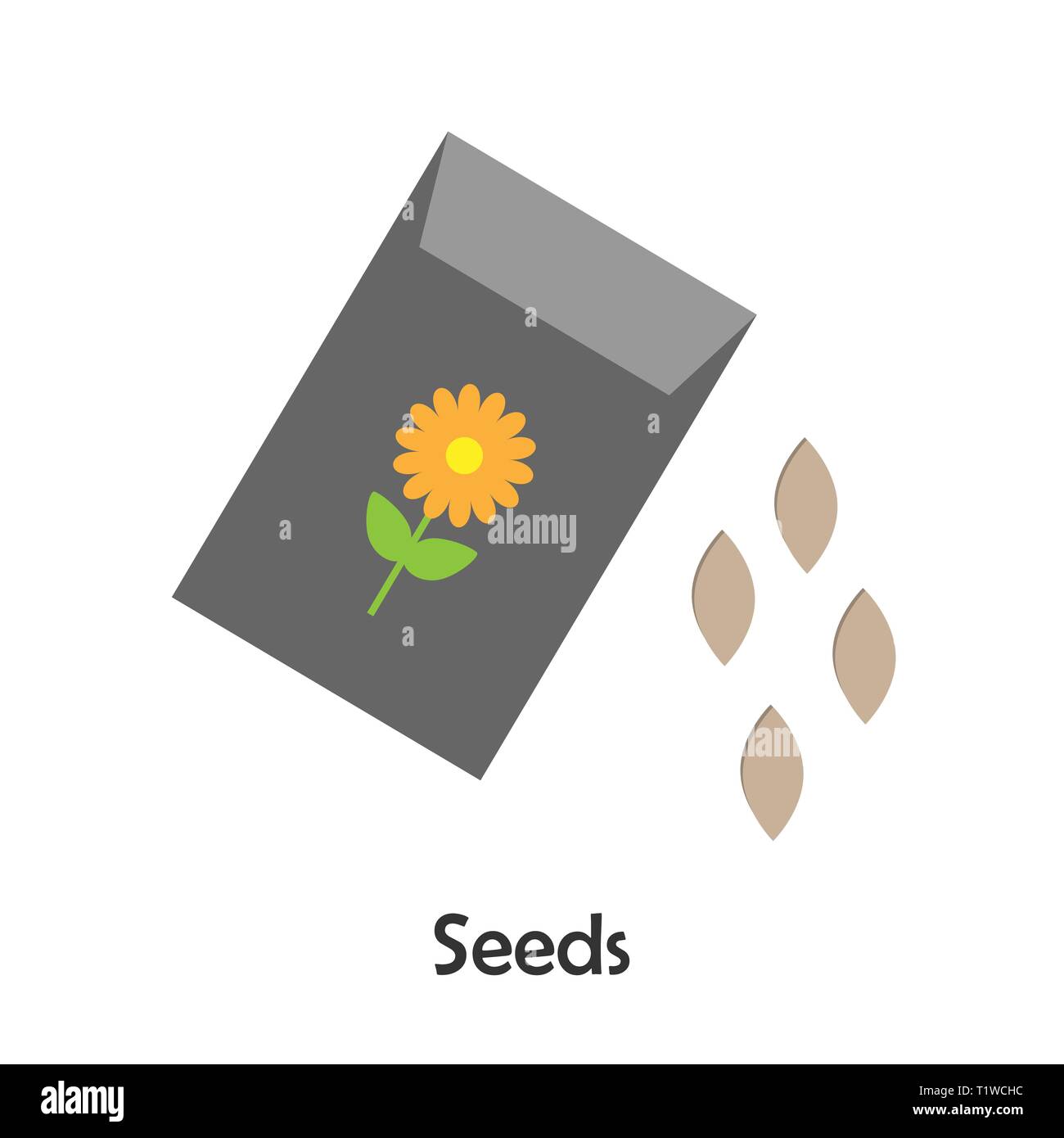 Seeds in cartoon style, spring card for kid, preschool activity for ...