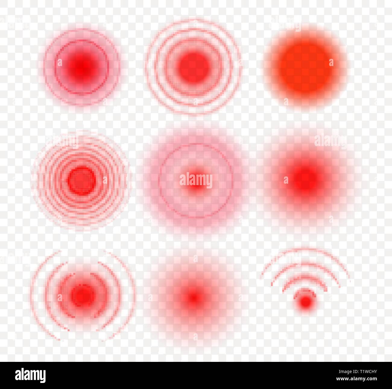 Radial pain circles. Target red gradient medical symbols. Concept ...