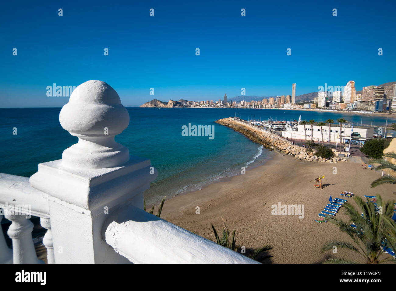 Sunny spring morning on Benidorm beach resort Stock Photo - Alamy