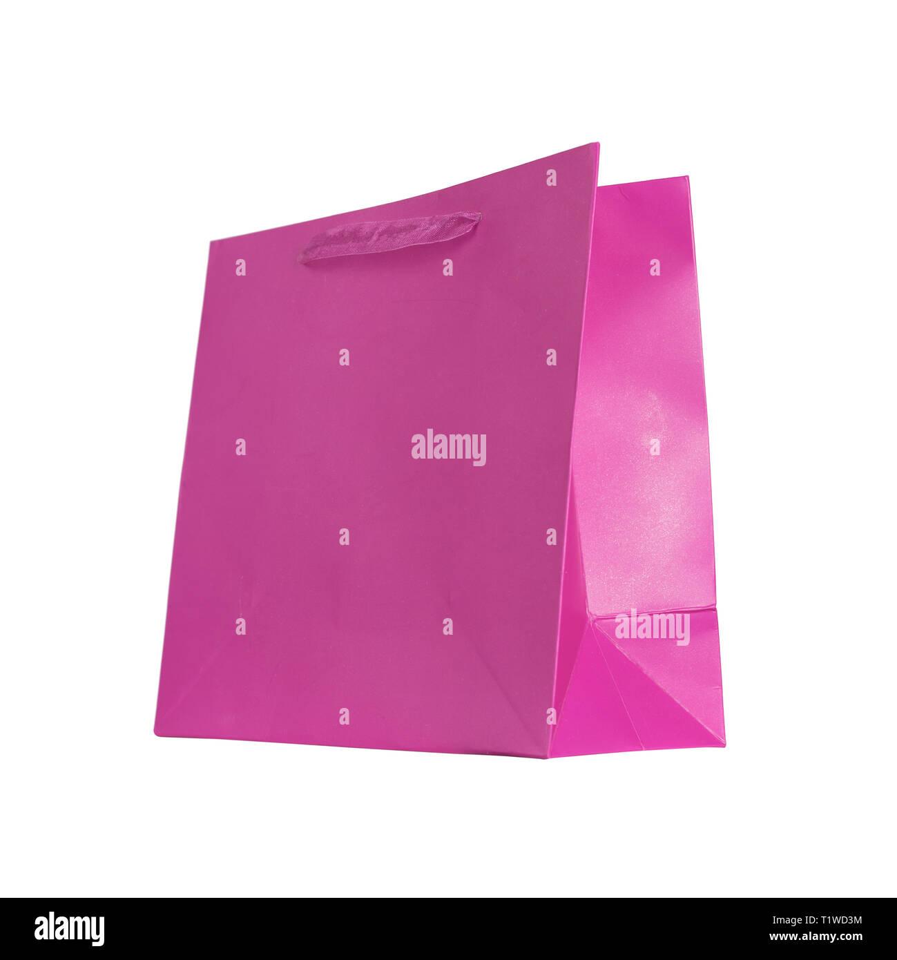 Raspberry cardboard bag with a ribbon, for shopping, isolated on a ...
