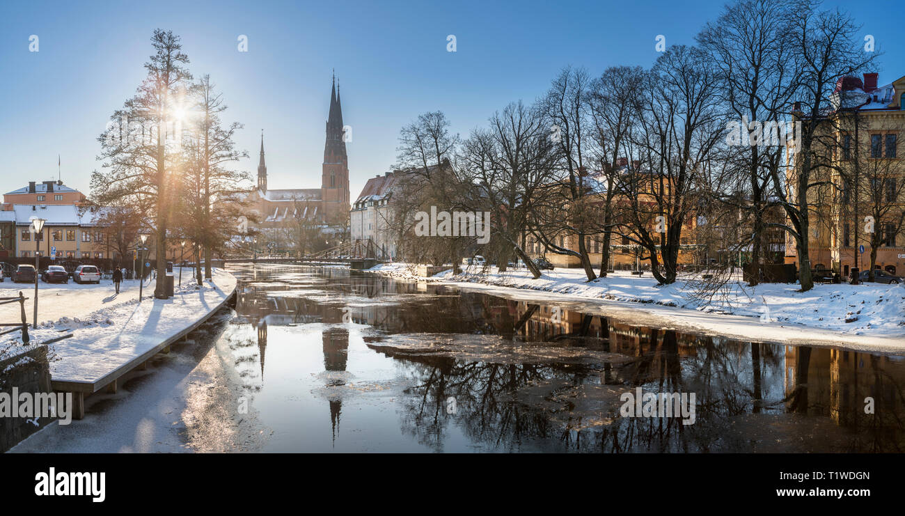 Winter at the Iron bridge (Jernbron) by the Fyris river in central ...