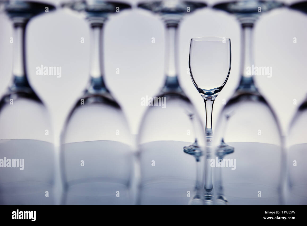 wine glass a reflection on a light background, backlighting Stock Photo ...
