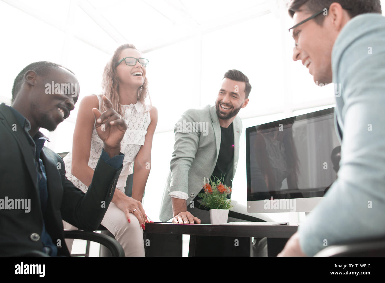 fun business team in the workplace Stock Photo - Alamy