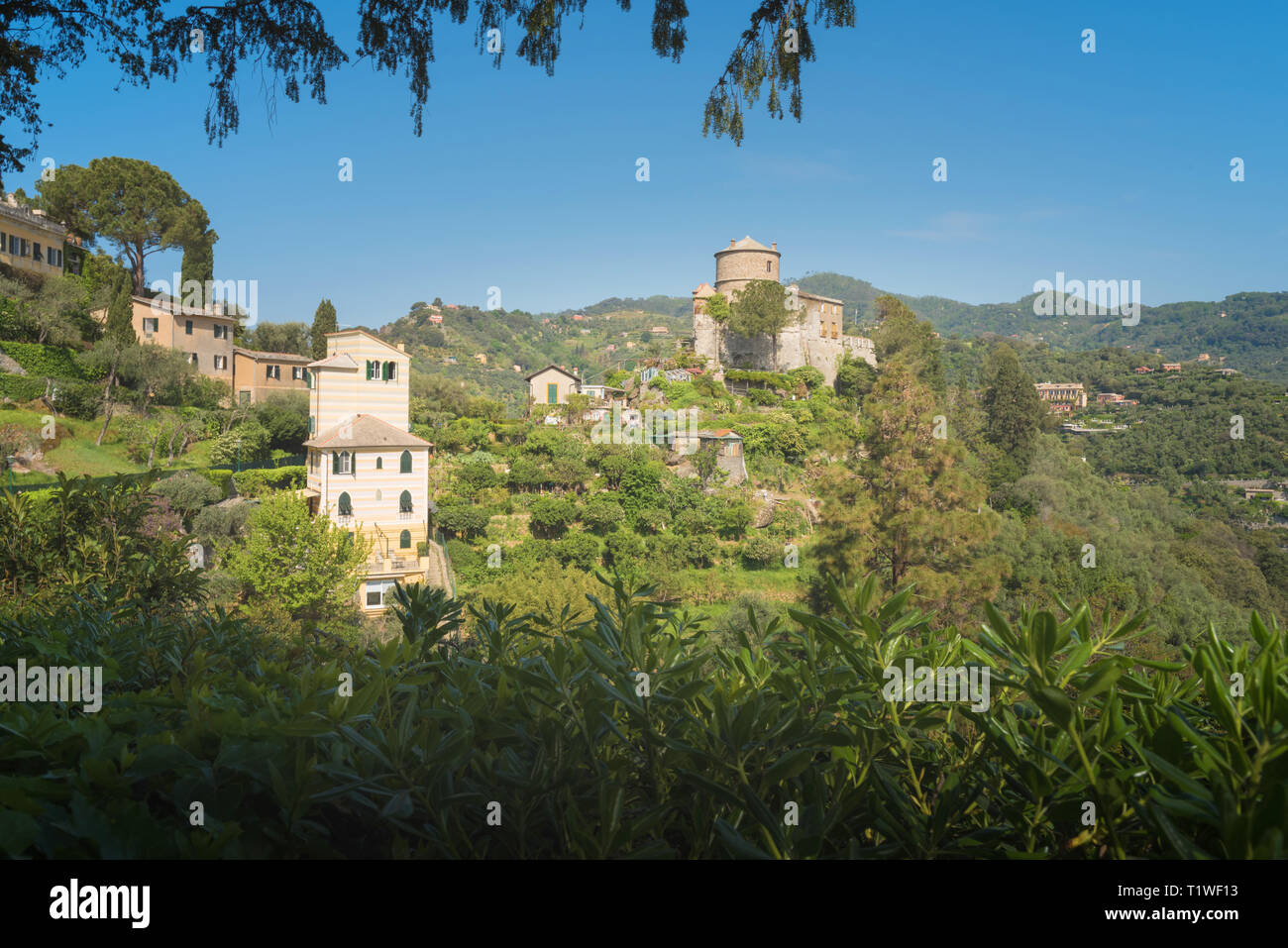 Ancient castle Brown in Portofino, Liguria, Italy Stock Photo - Alamy
