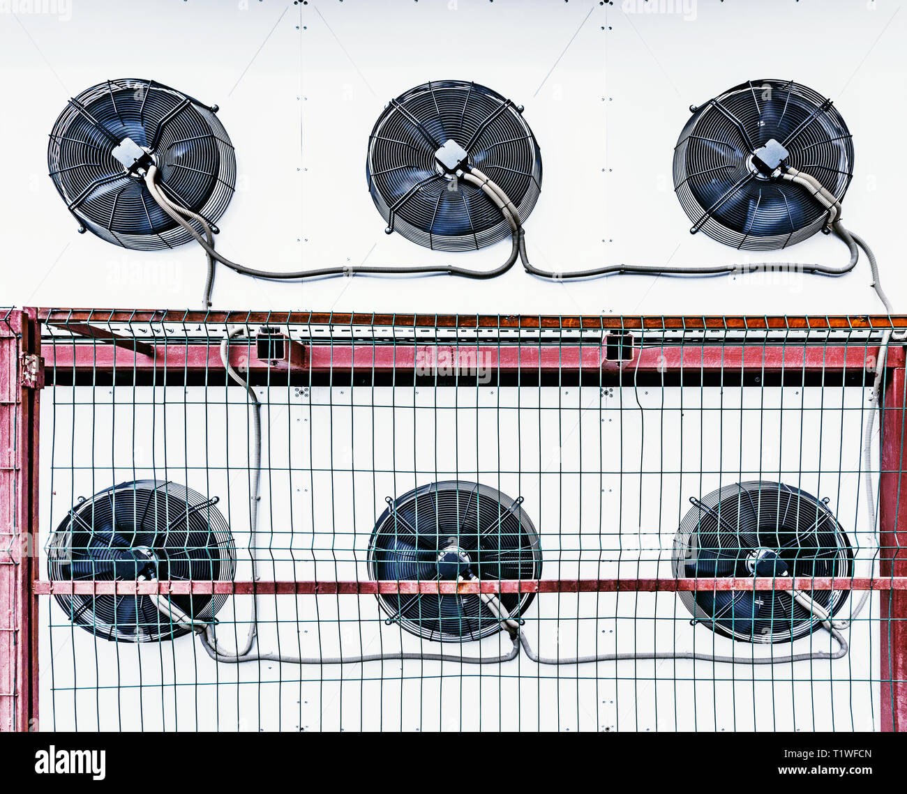 Air conditioning system assembled and installed on top of the building ...