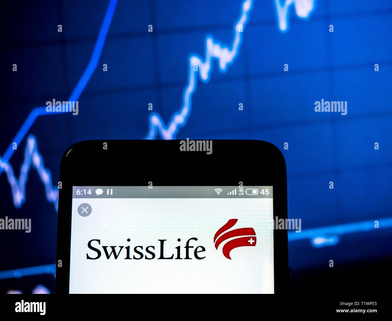 In this photo illustration a Swiss Life Group logo seen displayed on a ...