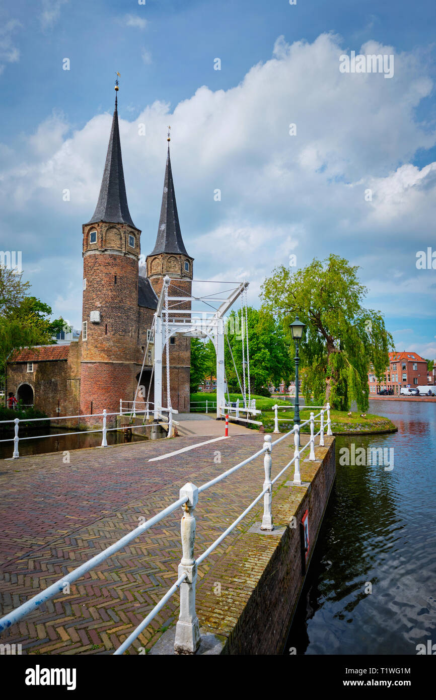 Oostport (Eastern Gate) of Delft in the day. Delft, Netherlands Stock ...