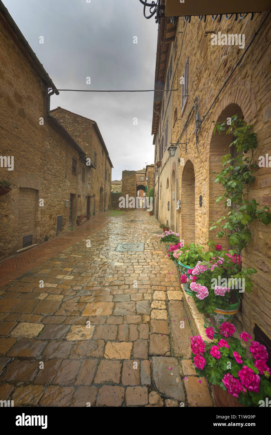 Colorful street in pienza hi-res stock photography and images - Alamy