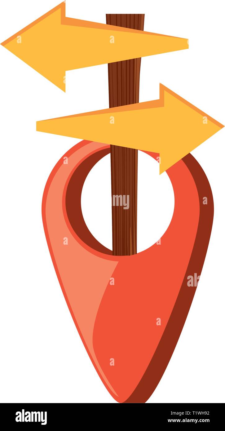 wooden arrow guide with pin location vector illustration design Stock ...