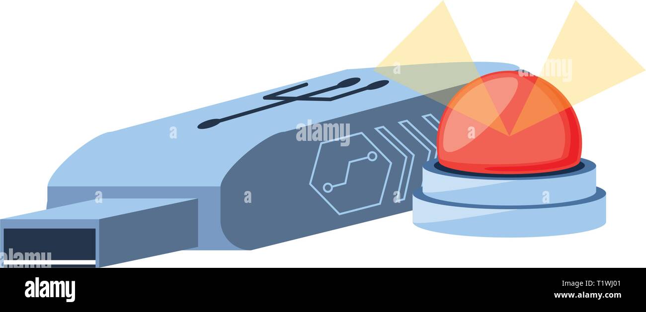 usb memory with emergency light vector illustration design Stock Vector ...