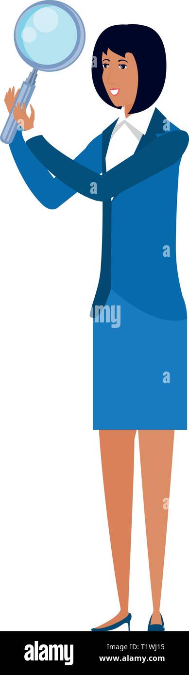 young businesswoman with magnifying glass vector illustration design ...