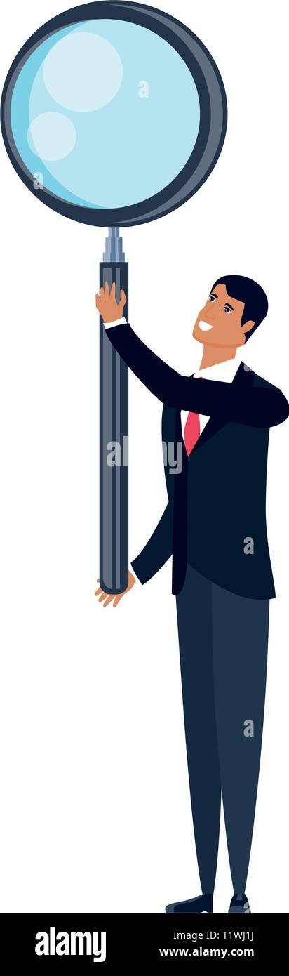 young businessman with magnifying glass vector illustration design ...