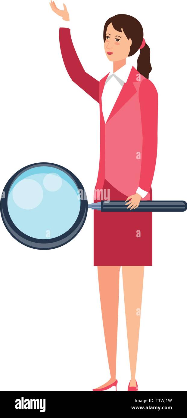 young businesswoman with magnifying glass vector illustration design ...