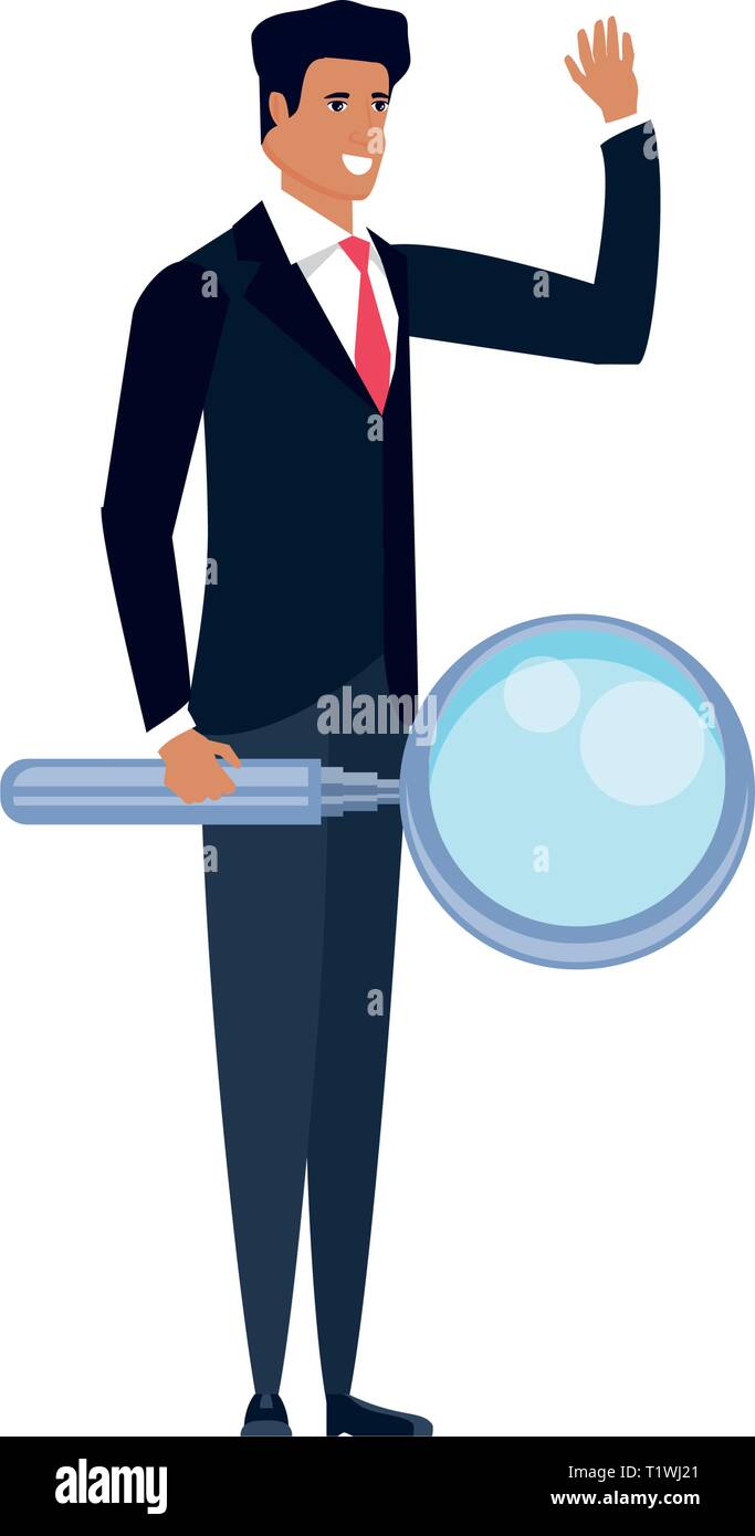 young businessman with magnifying glass vector illustration design ...