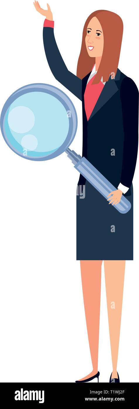 young businesswoman with magnifying glass vector illustration design ...