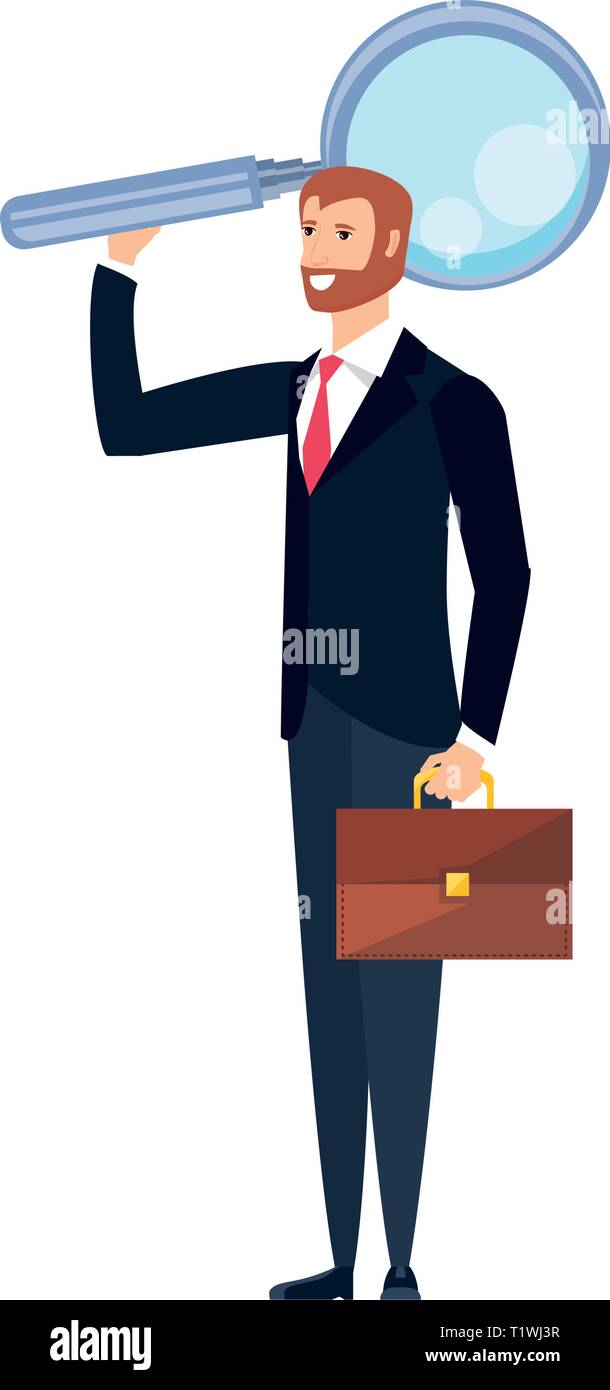 young businessman with magnifying glass vector illustration design ...