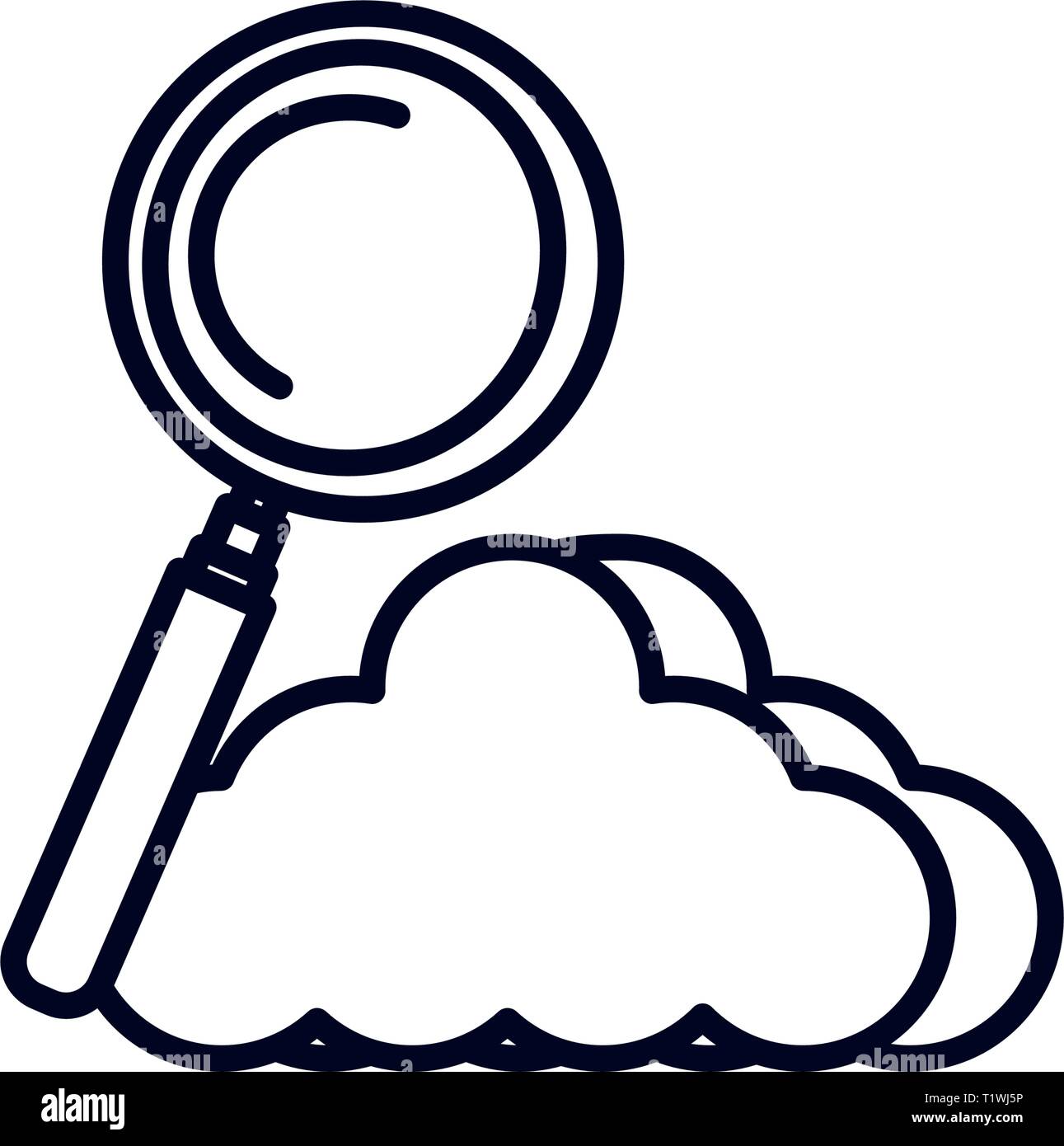 magnifying glass with cloud computing vector illustration design Stock ...