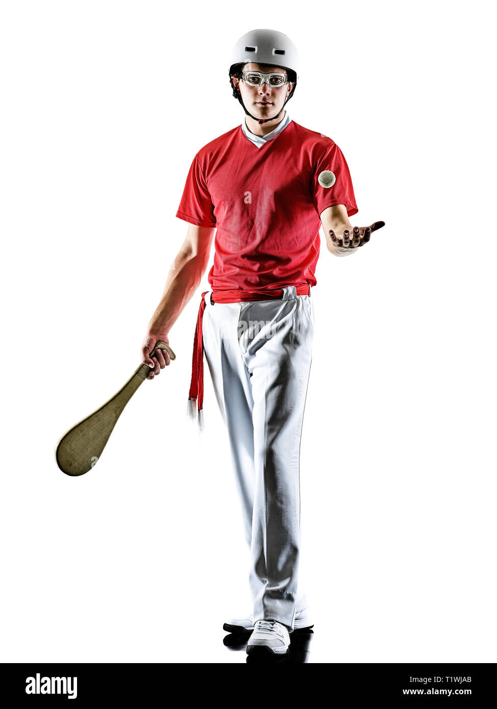 one caucasian Jai alai Basque pelota Cesta Punta player man isolated on ...