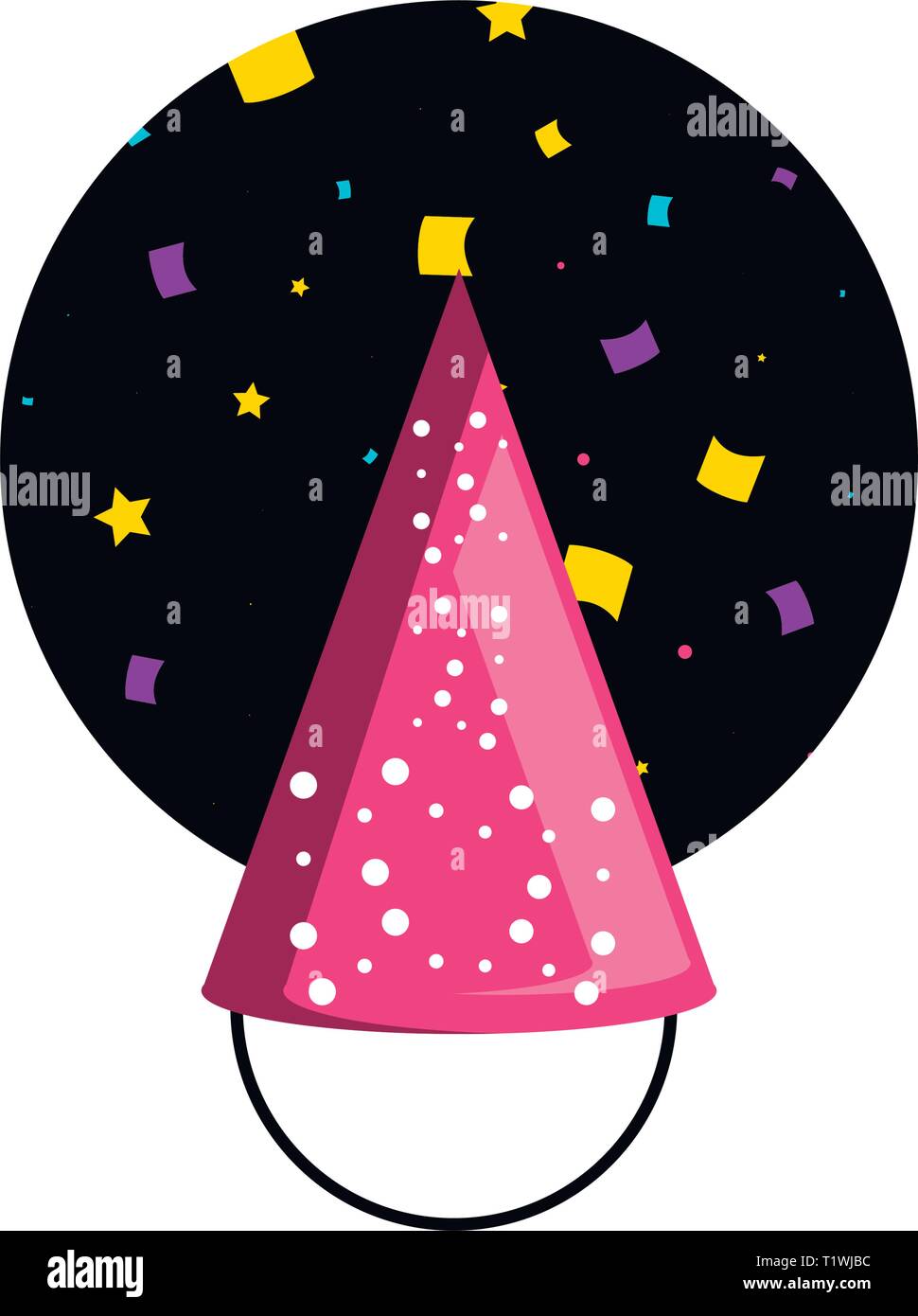 party hat decorative with frame circular vector illustration design ...