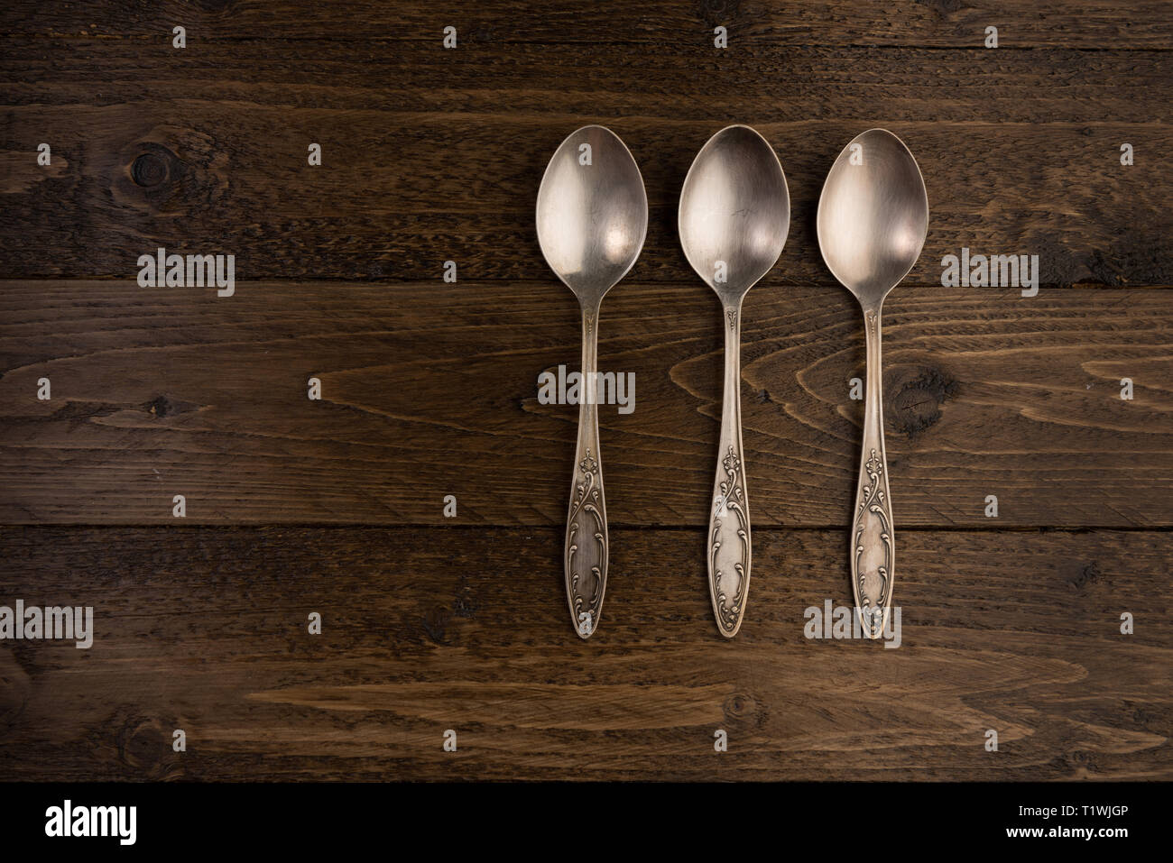 Top view vintage spoons hi-res stock photography and images - Alamy