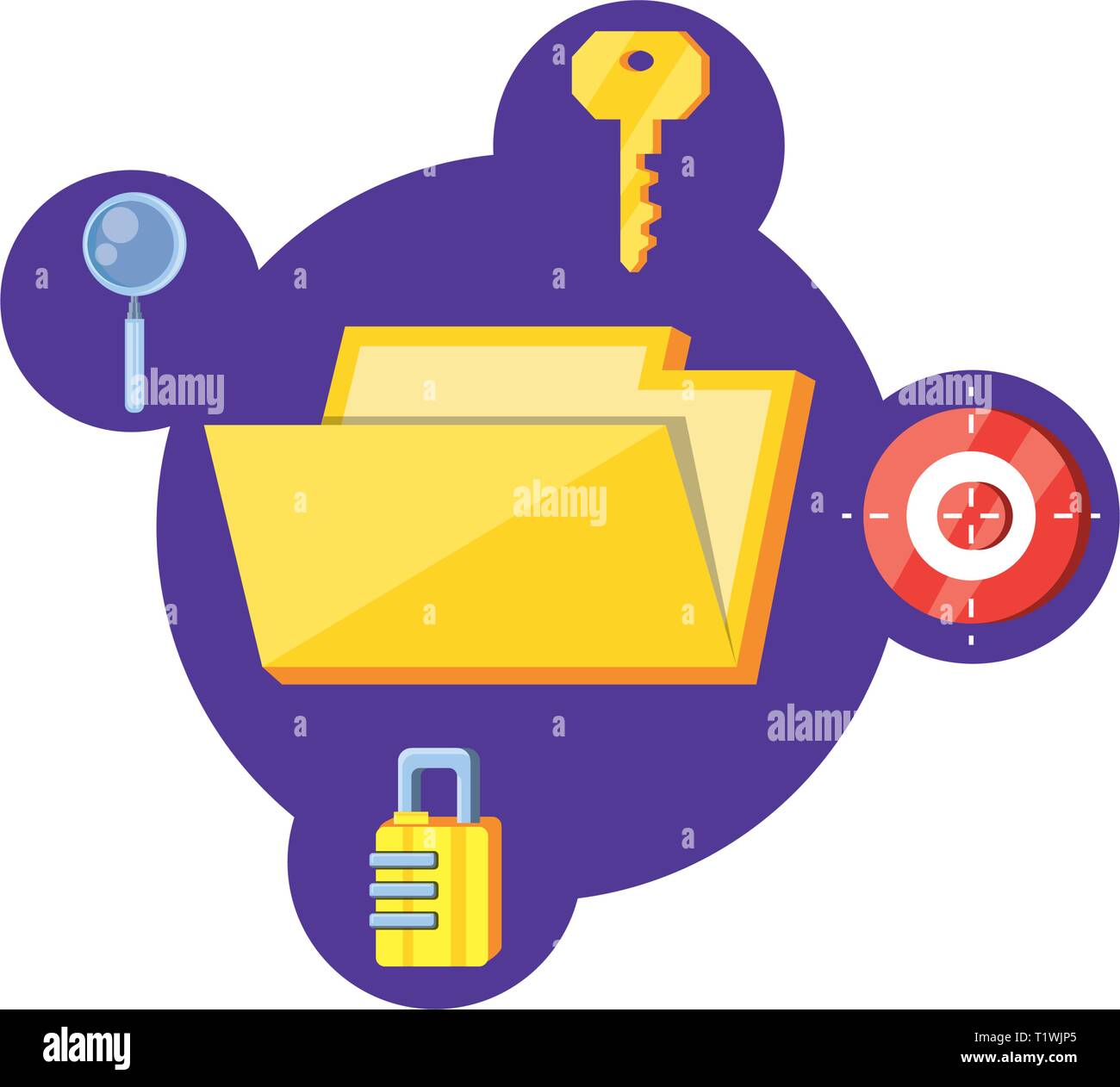 folder document with security icons vector illustration design Stock ...