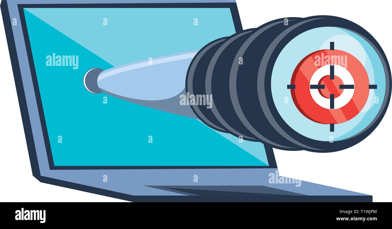 laptop with telescope icon vector illustration design Stock Vector ...