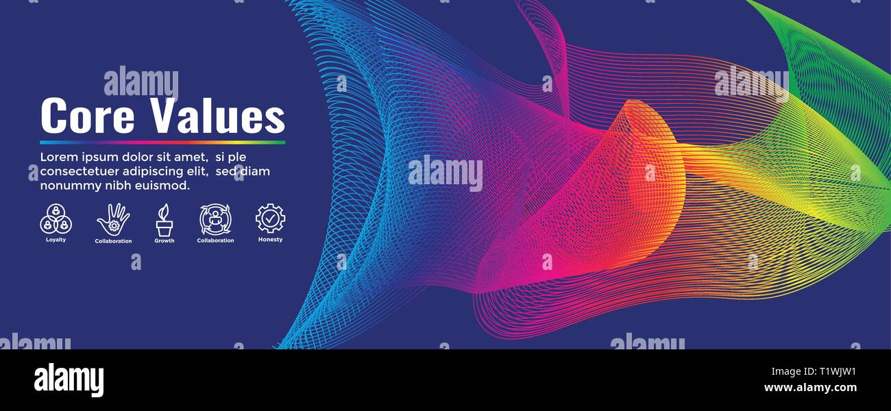 Core Values Web Header Banner image w Integrity, Mission, etc Icon Set ...