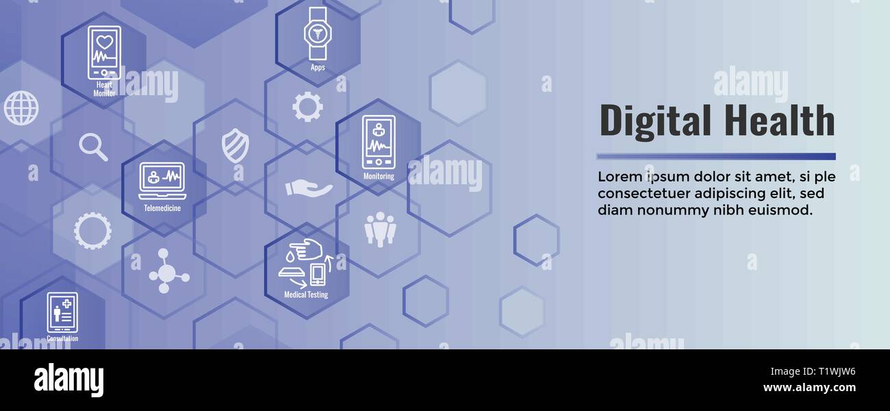 Digital Health Icon Set - Wearable Technology Web Header Banner Stock ...