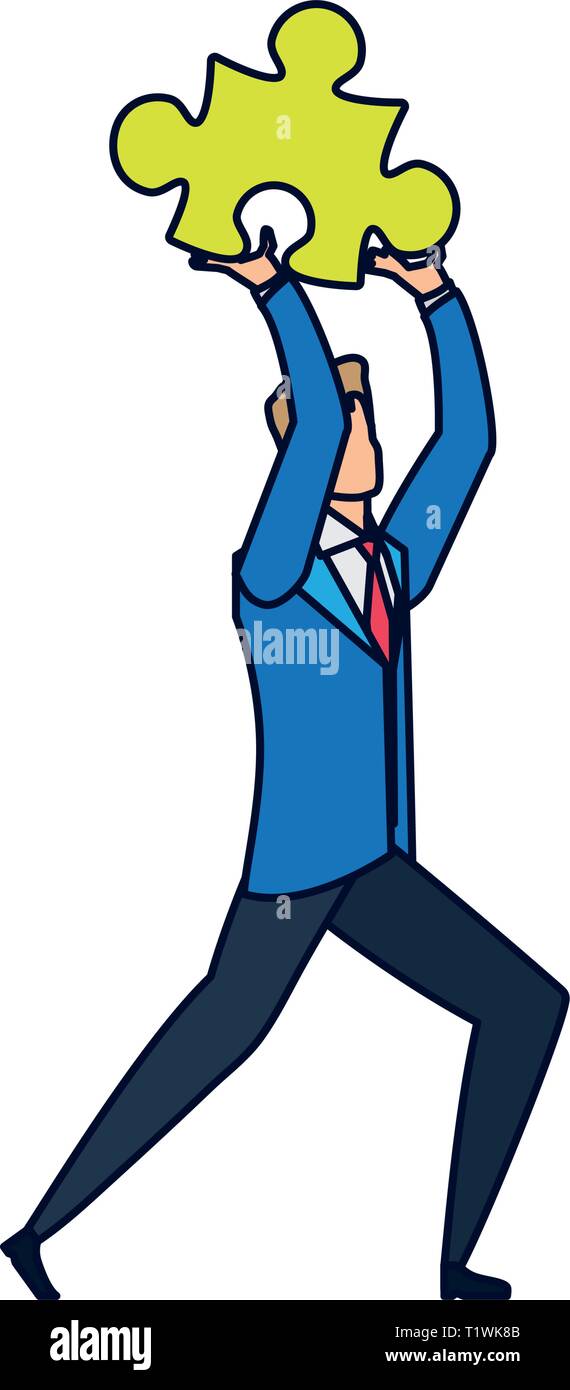 businessman with puzzle piece isolated icon vector illustration design ...
