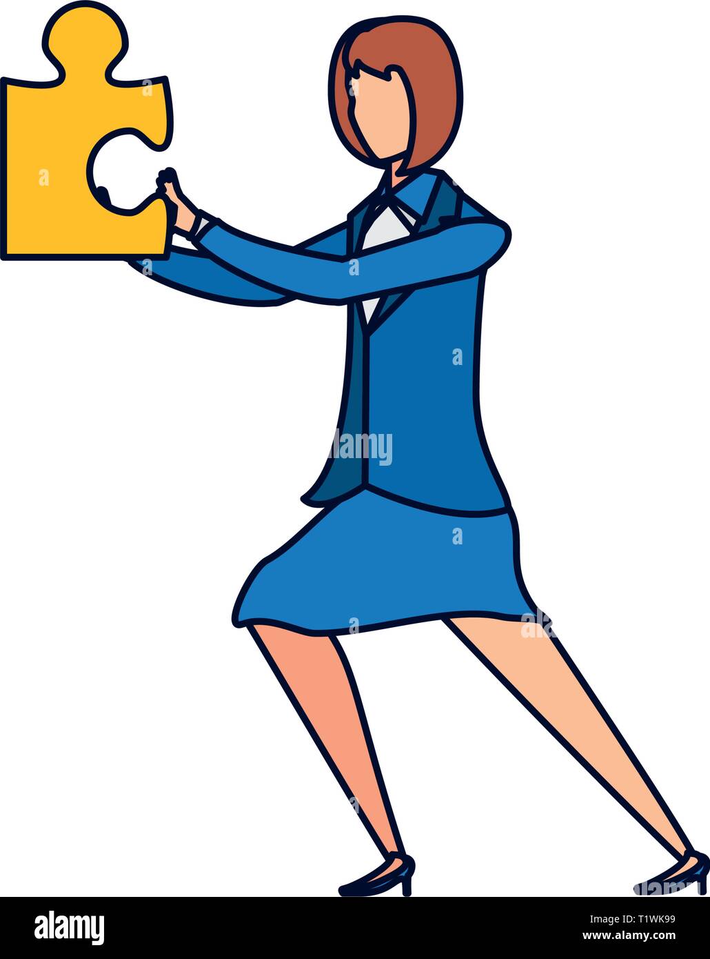 business woman with puzzle piece vector illustration design Stock ...