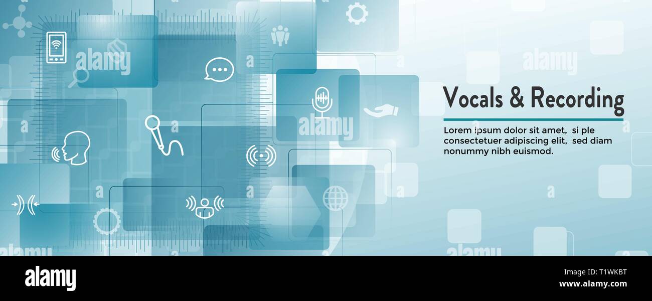 Vocal / Recording Command Icon with Sound Wave Images Web header banner ...
