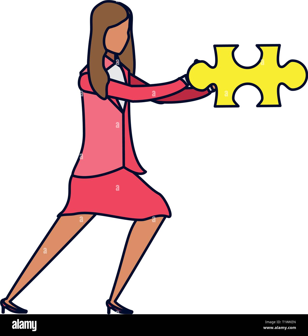 business woman with puzzle piece vector illustration design Stock ...